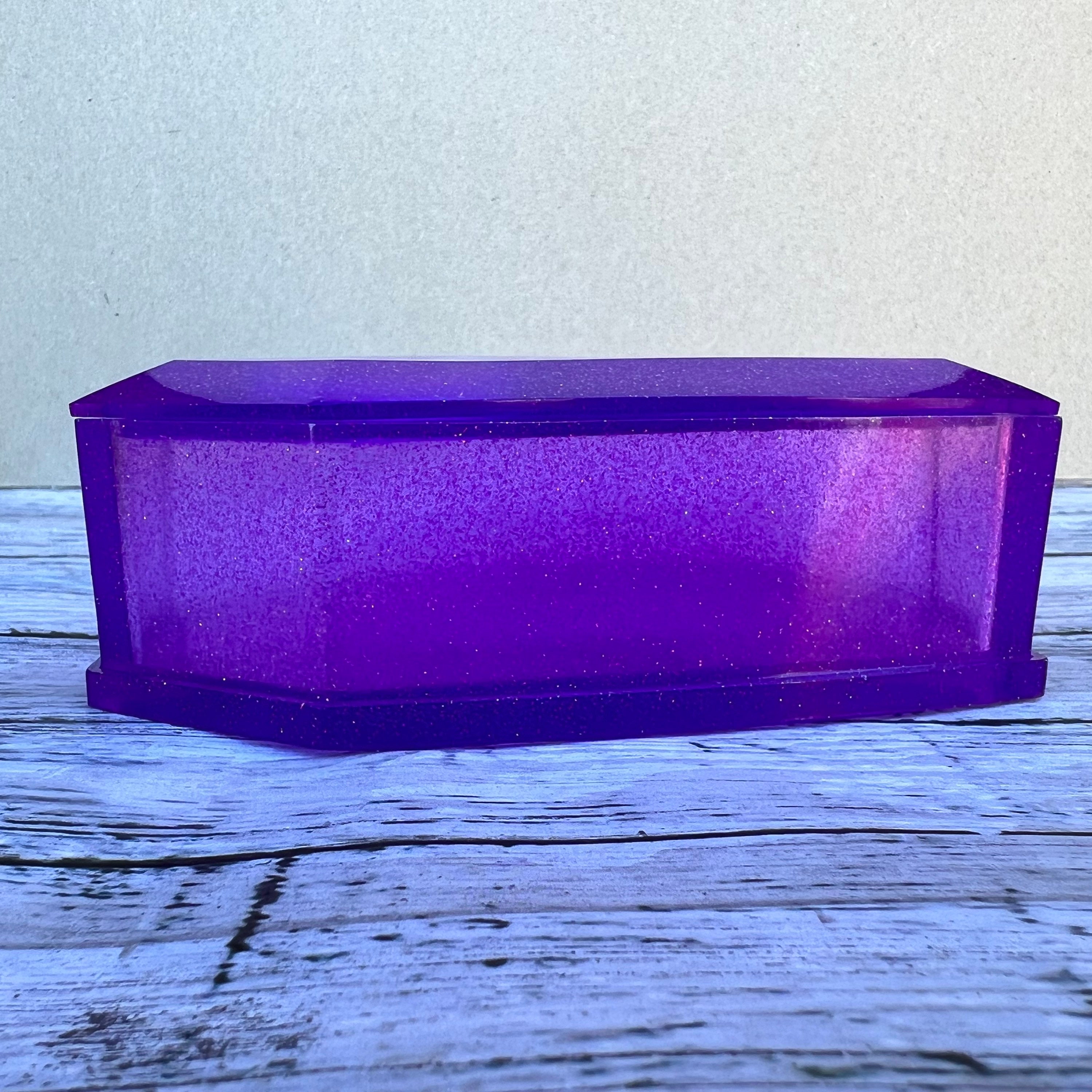 Coffin Box Purple Glitter Coffin Resin Coffin Coffin - Etsy