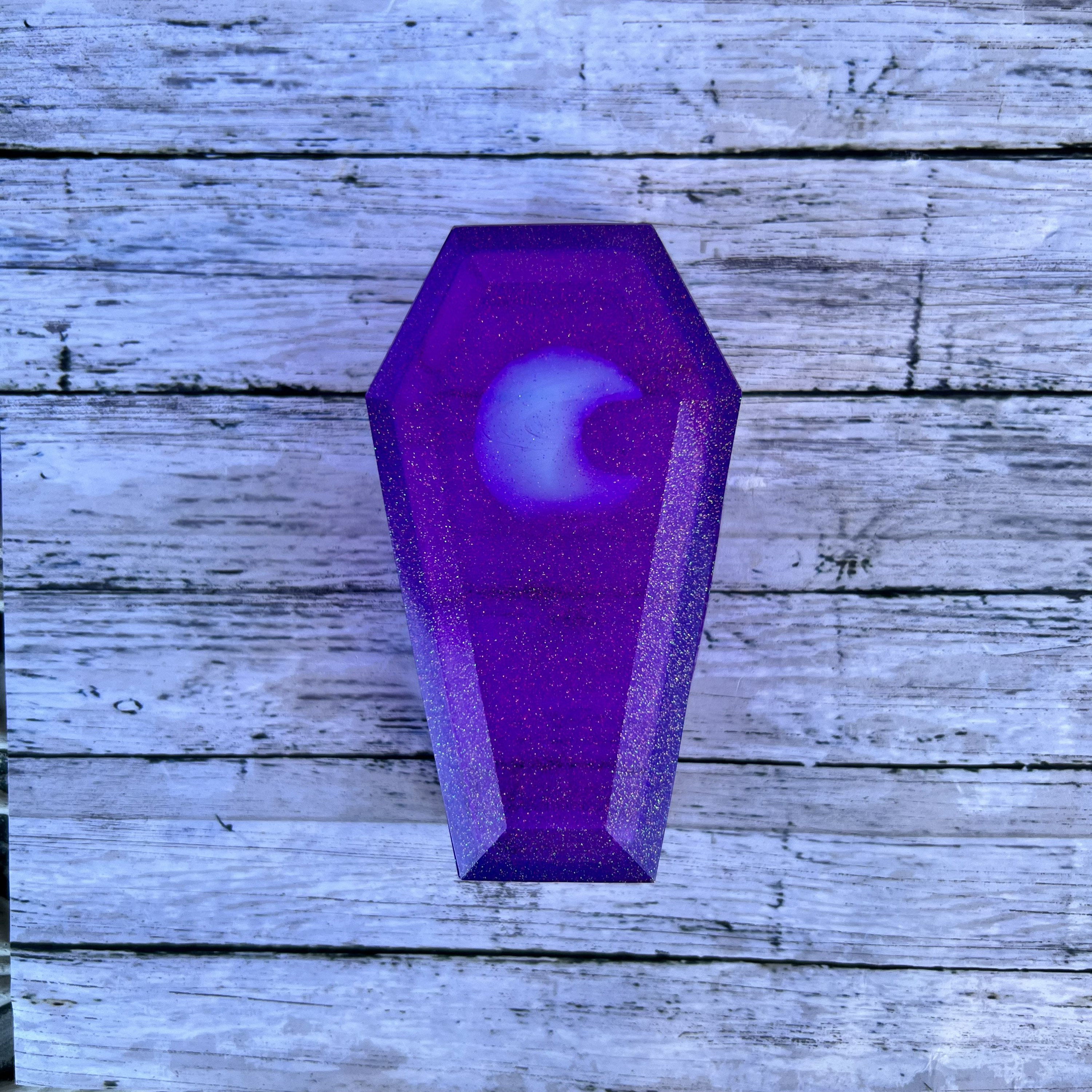 Coffin Box Purple Glitter Coffin Resin Coffin Coffin - Etsy