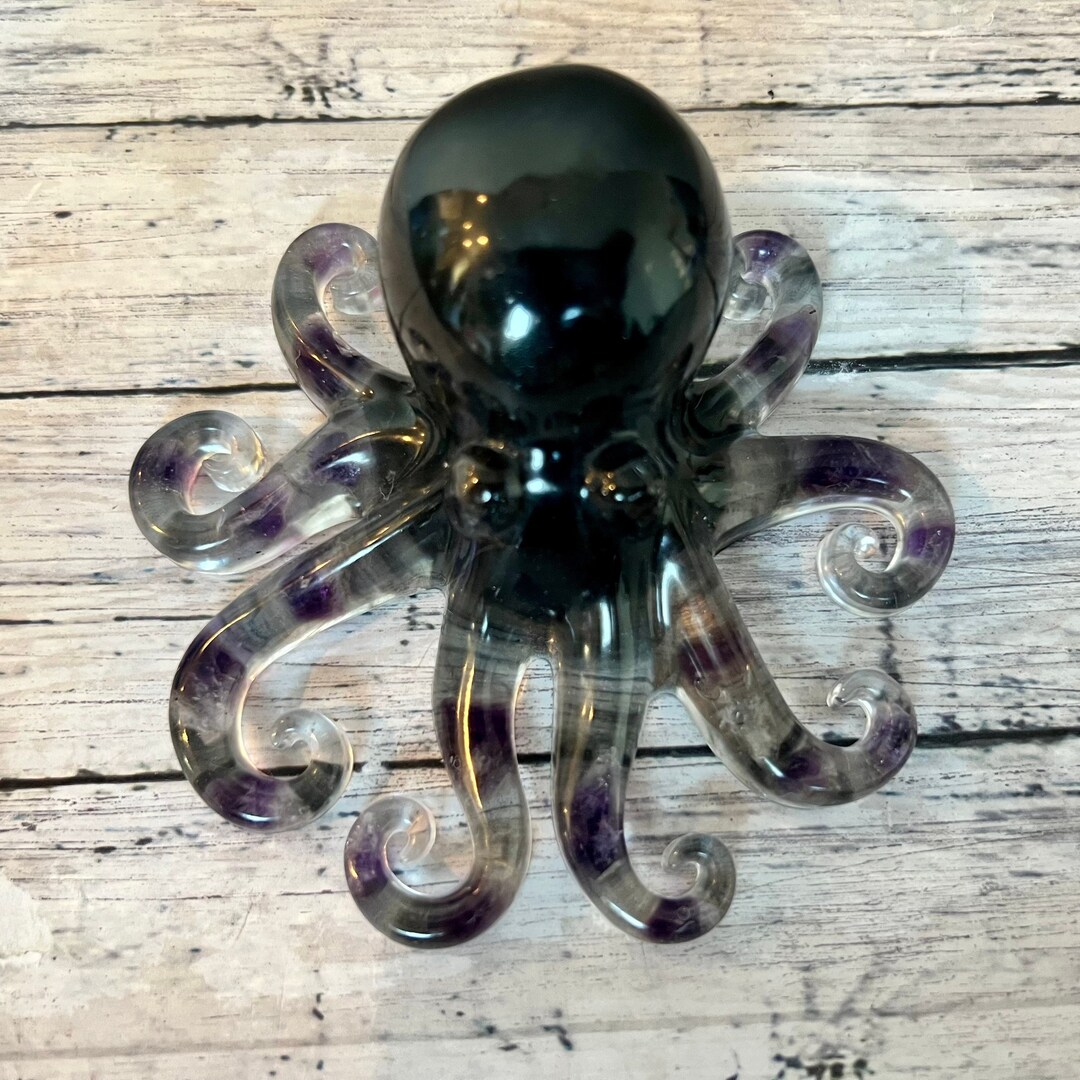 Octopus Figurine Purple Amethyst Resin Art Octopus - Etsy