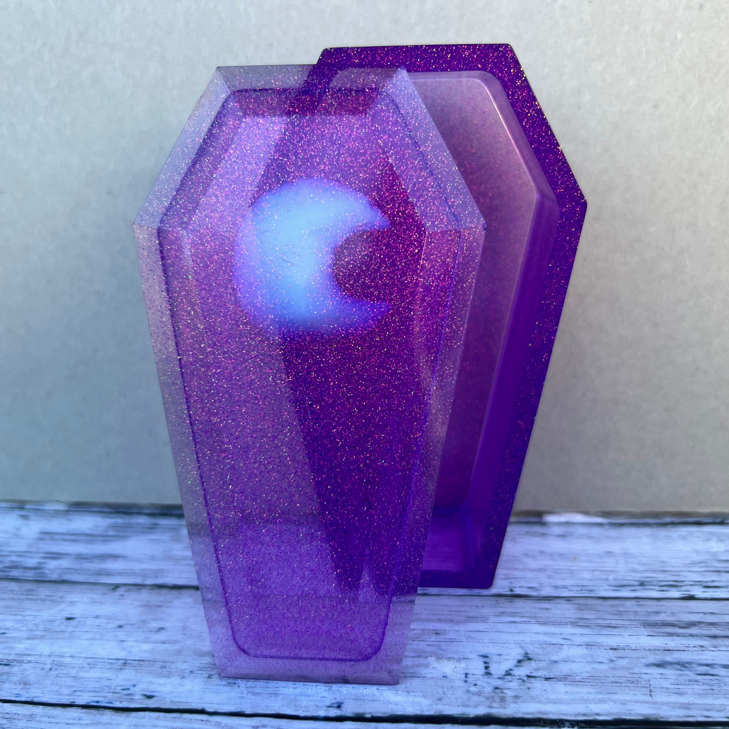 Coffin Box Purple Glitter Coffin Resin Coffin Coffin - Etsy