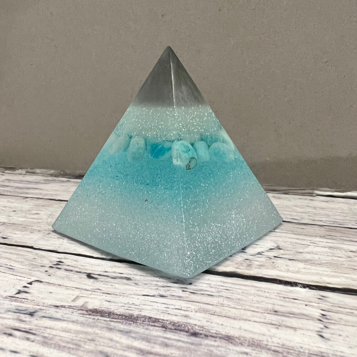 Small Resin Pyramid Layered Pyramid Blue Pyramid Resin - Etsy