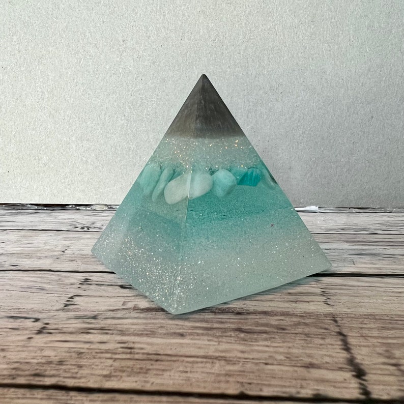 Small Resin Pyramid Layered Pyramid Blue Pyramid Resin - Etsy