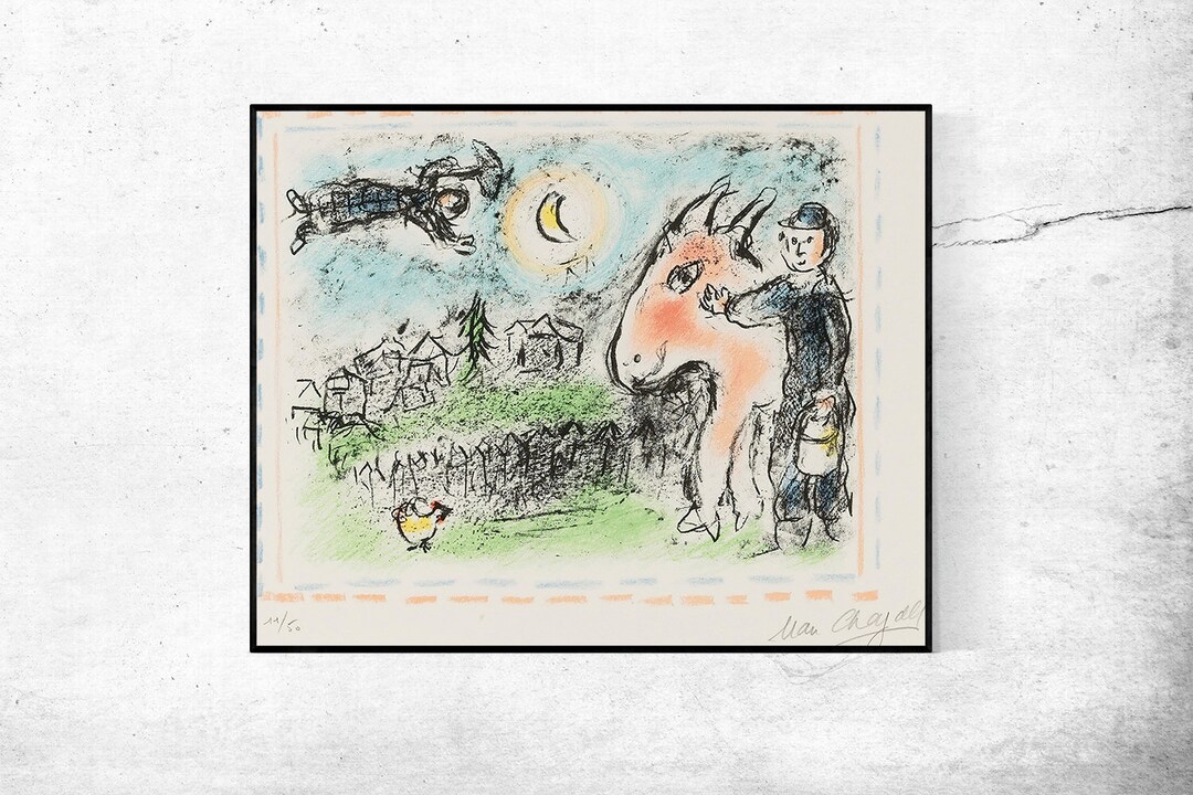 Village With a Red Donkey -marc Chagall,home Office Decor,ny Exhibition ...