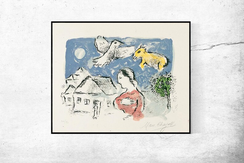 Dorf-marc Chagall,home Office Decor,ny Exhibition Print,canvas Wall Art ...
