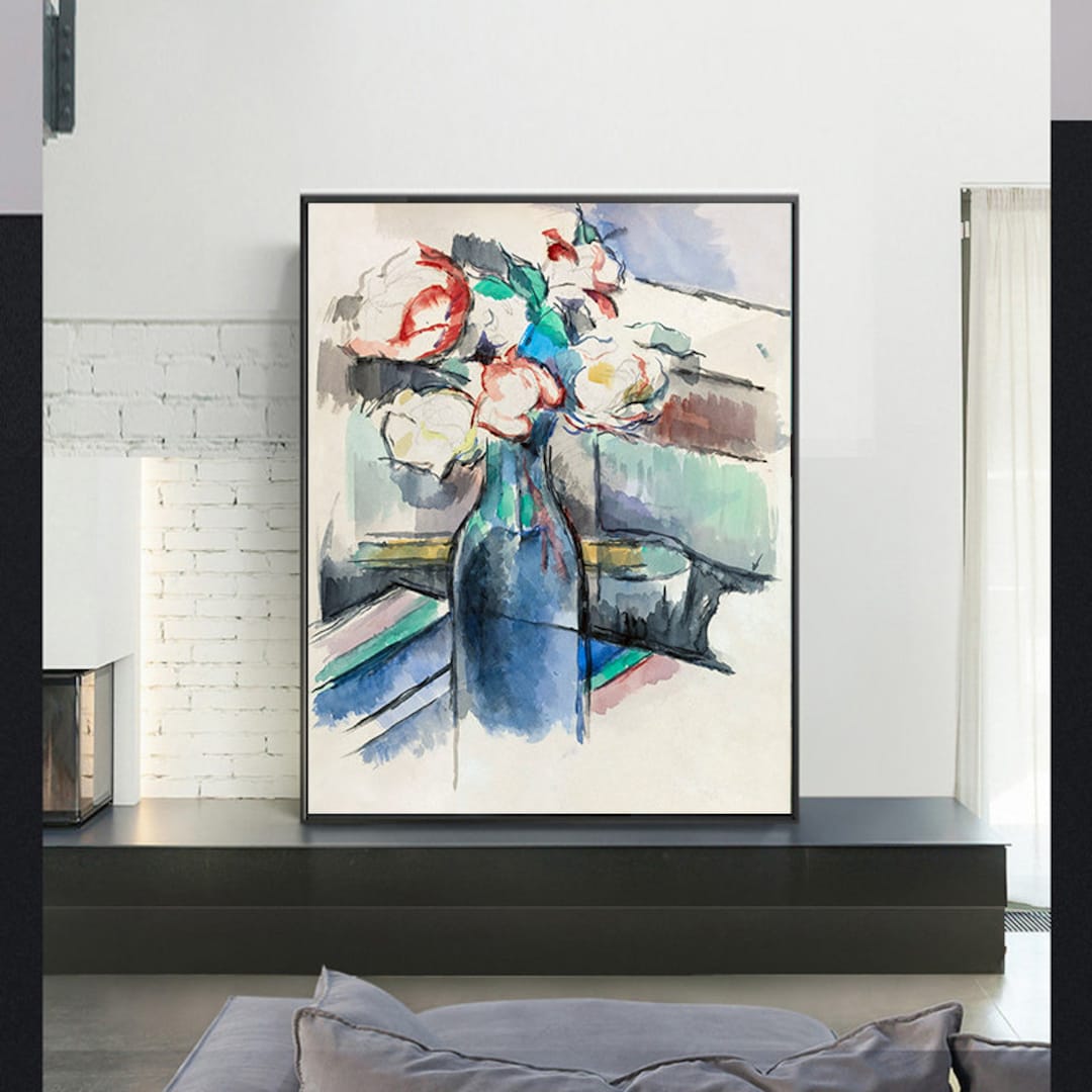 Roses in a Bottle paul Cezanne,home Office Decor,fine Art Poster,canvas ...