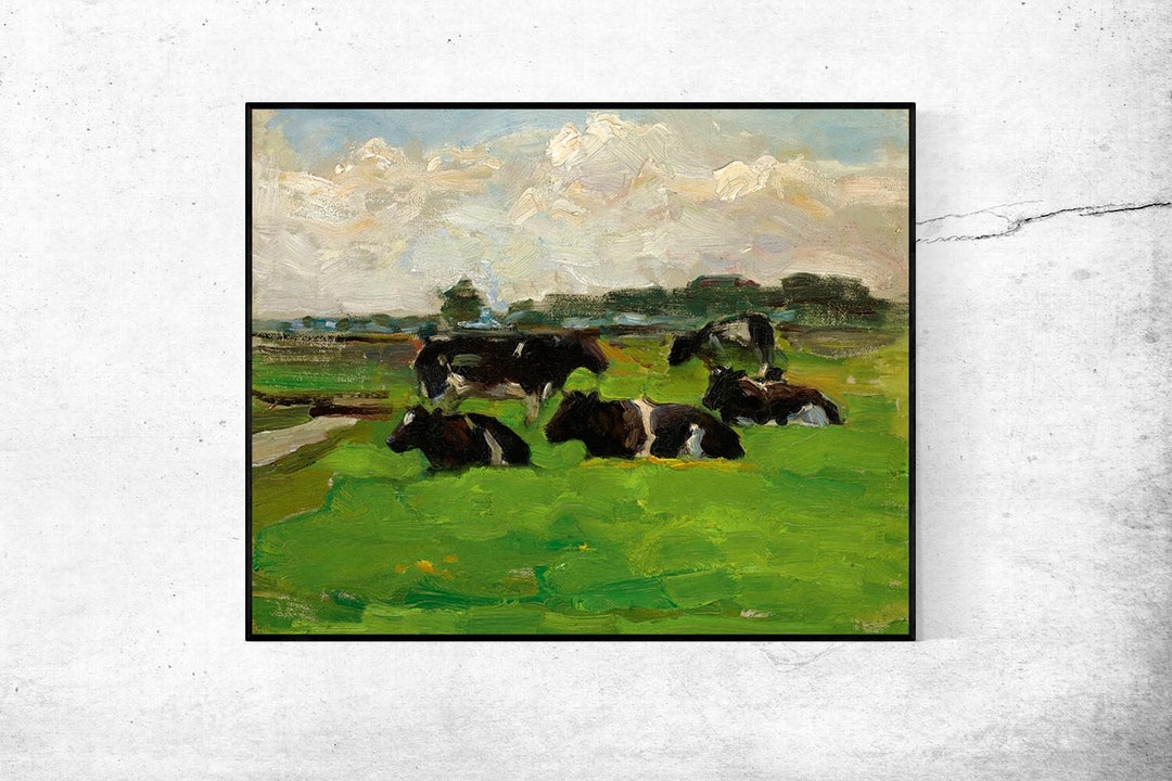 POLDER Landscape With Group of FIVE Cows-piet Mondrian,giclee Print ...