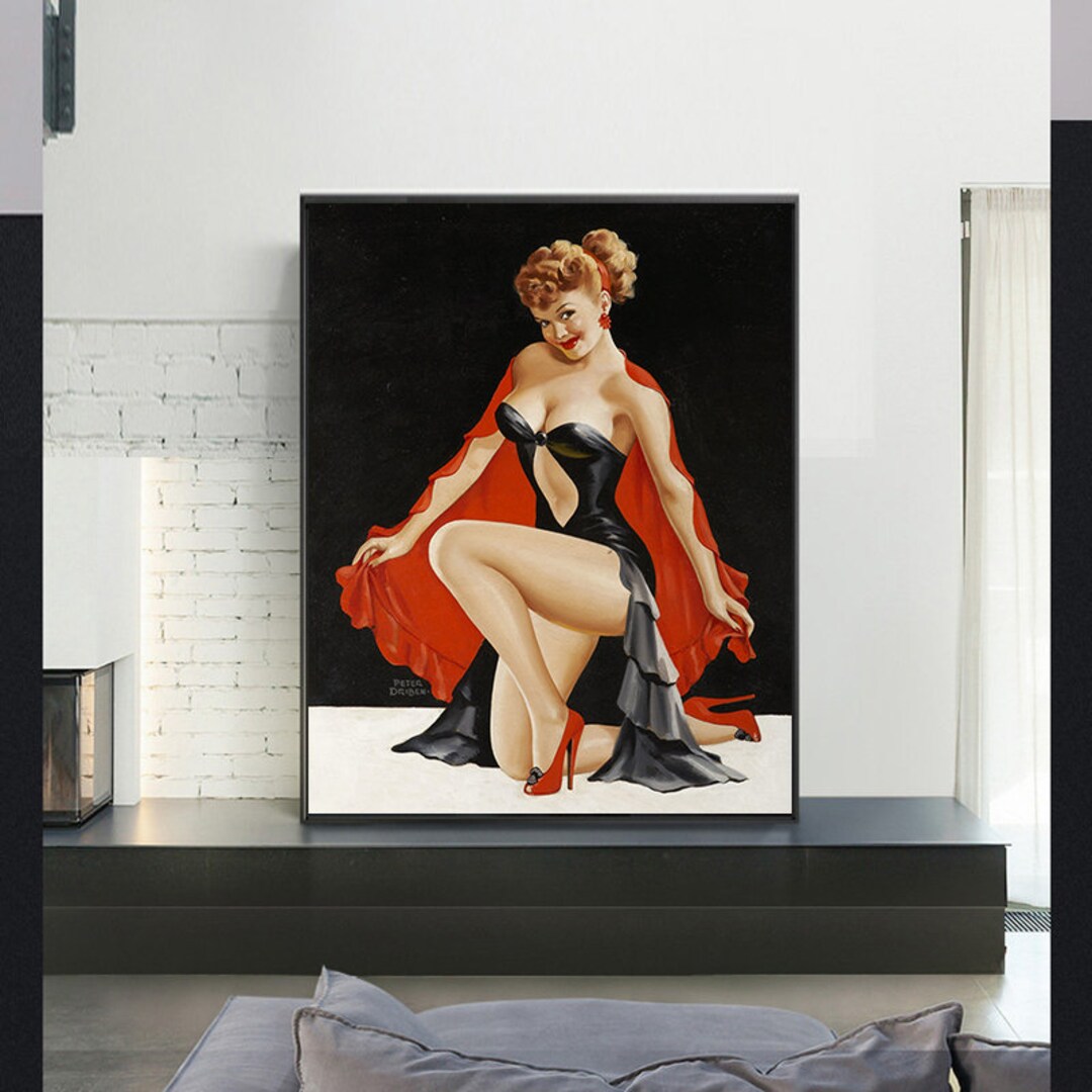 Pin up Illustration-peter DRIBEN ,giclee Repro Print,retro Deco Pin-up,american Pin up Girl,home ...
