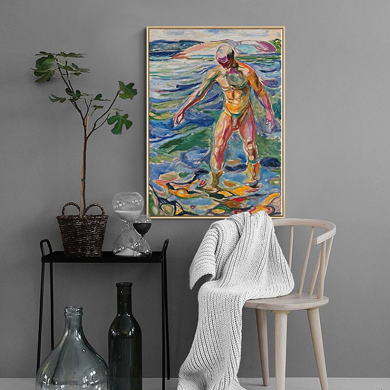 Bathing Man, 1918-edvard Munch,home Office Decor,expressionism,vintage ...