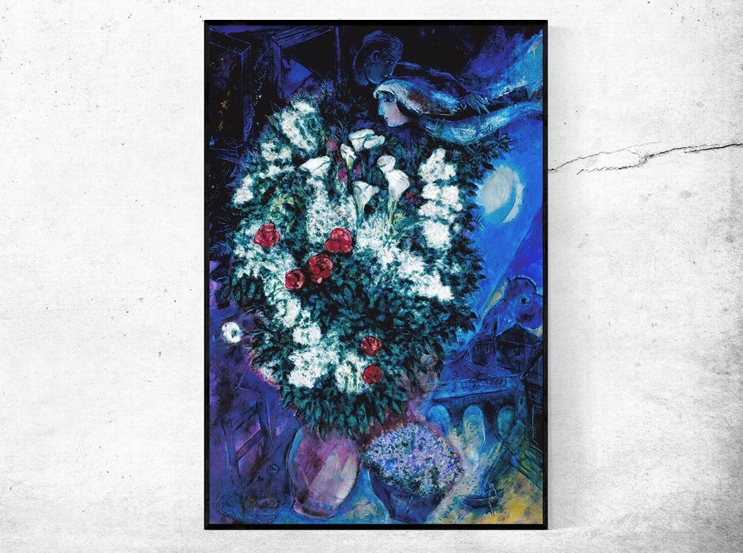 Bouquet With Flying Lovers-marc Chagall,home Office Decor,ny Exhibition ...