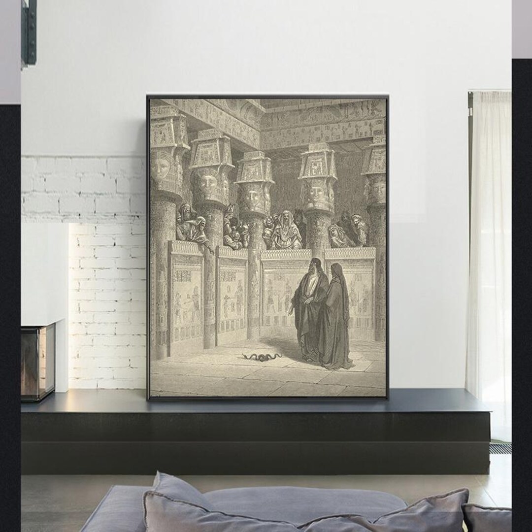 MOSES and AARON Before Pharaoh-gustave Doré,antique Wall Art,vintage ...