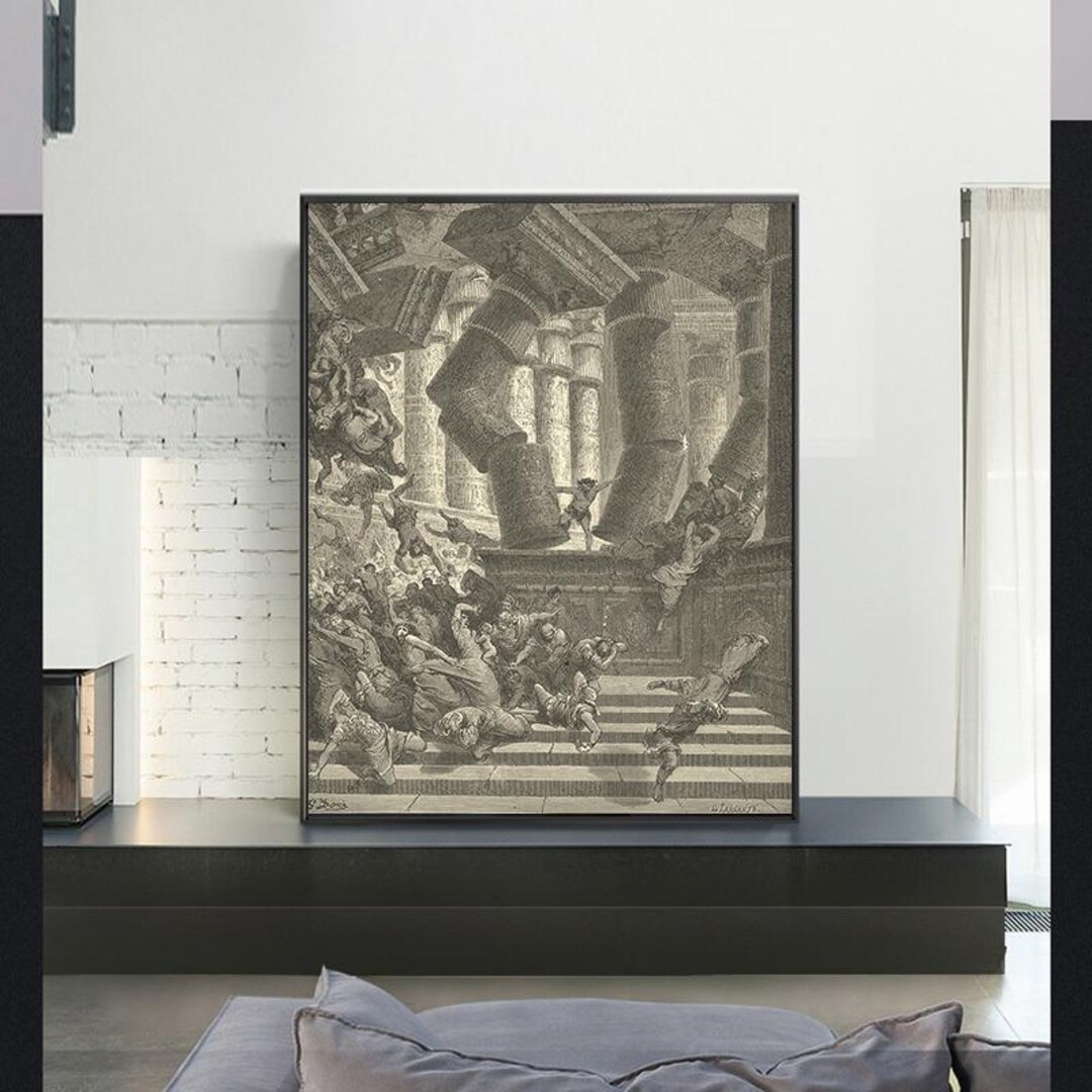 DEATH OF Samson-gustave Doré,antique Wall Art,vintage Religious Giclee ...