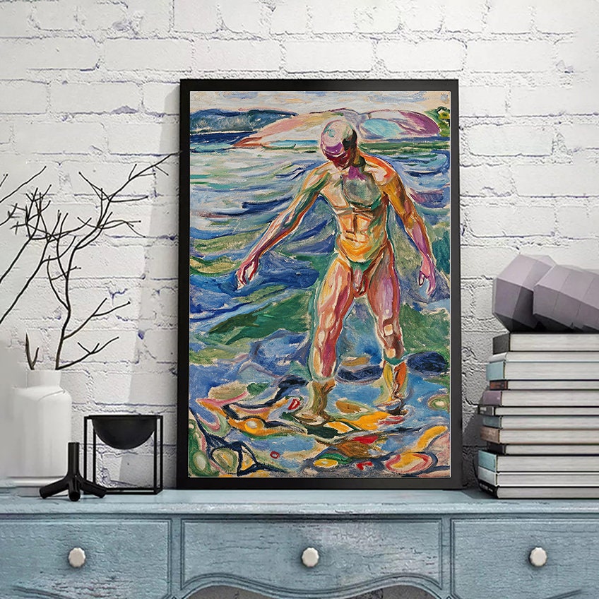 Bathing Man, 1918-edvard Munch,home Office Decor,expressionism,vintage ...