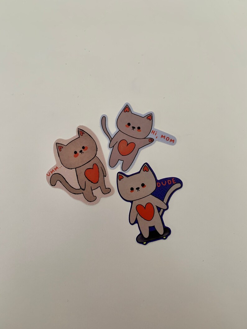 Cat Sticker Cute Kitty Stickers Vinyl Die Cut Matte Finish - Etsy