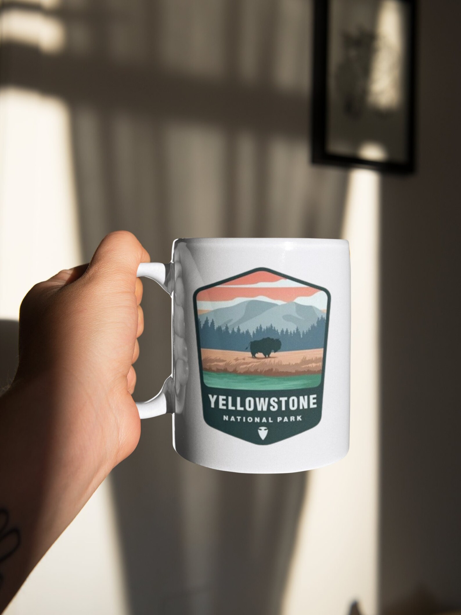 Yellowstone National Park Mug - Bison at Sunrise Ceramic Cup ...