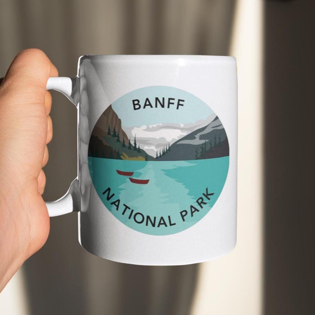 Banff National Park Mug | Scenic Lake Canoe Design | 11oz Ceramic ...