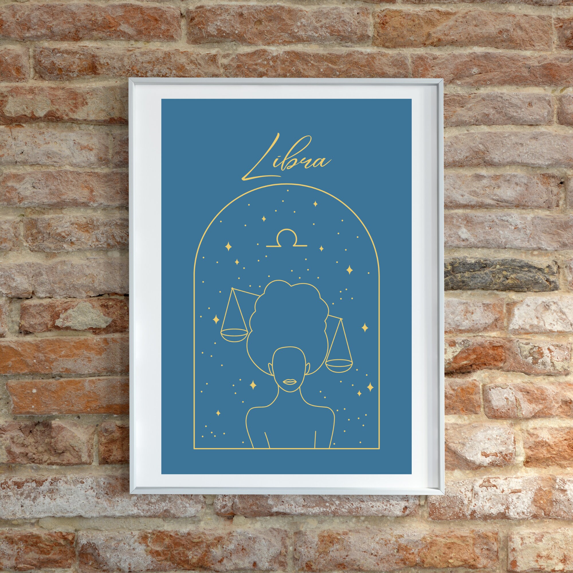 Printable Libra Girl Minimalist Line Art | Bohemian Zodiac Horoscope ...