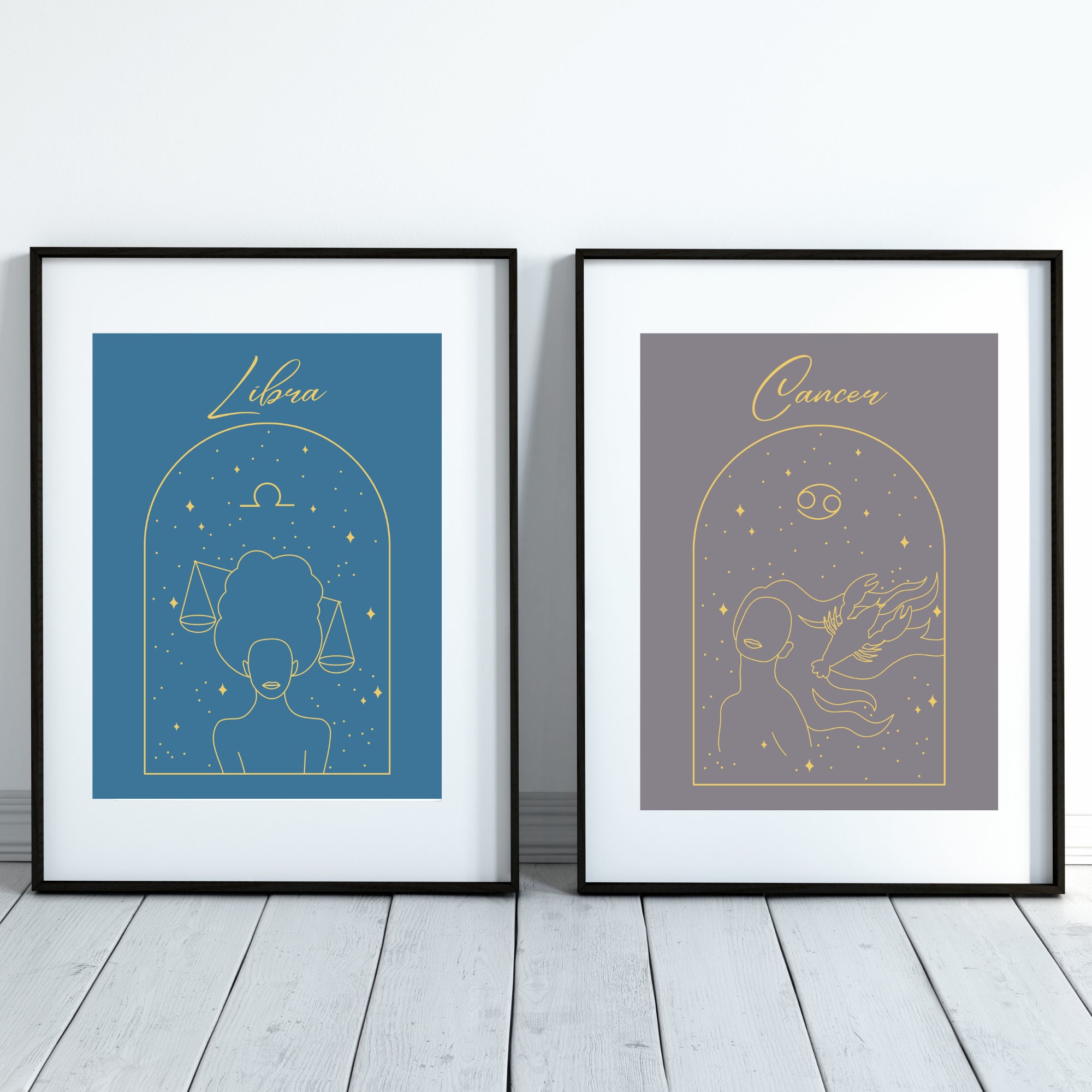 Printable 12 Signs of the Zodiac Minimalist Line Art Posters ...