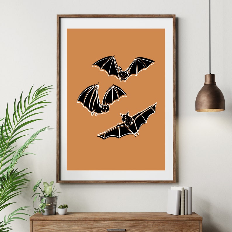 Printable Halloween 3D Cute Bats Illustration | Digital Fall Spooky ...