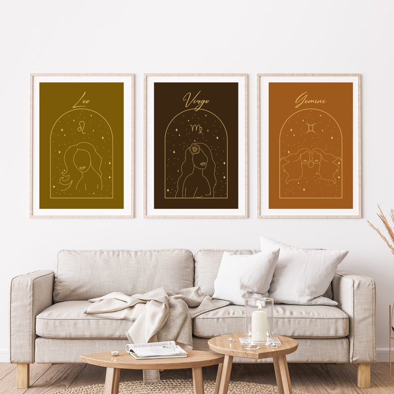 Printable 12 Signs of the Zodiac Minimalist Line Art Posters ...