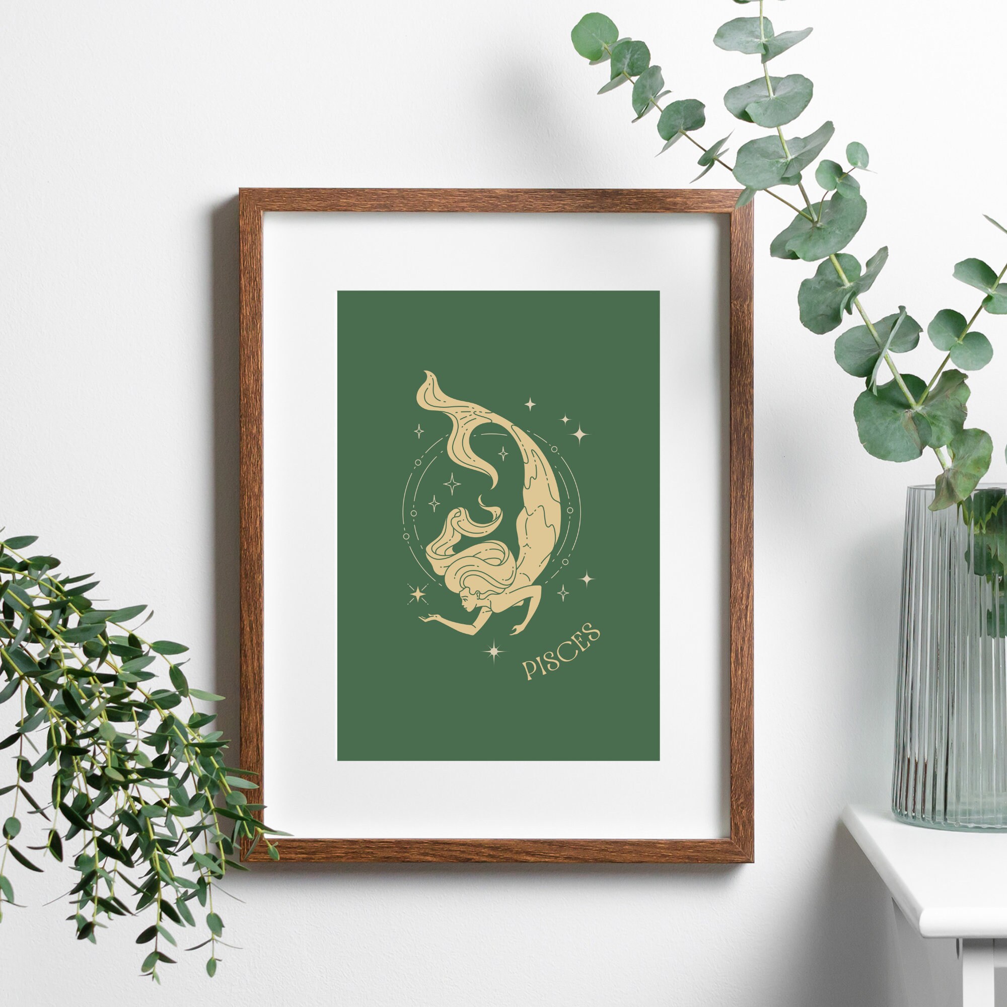 Printable Set of 3 Minimalist Line Art Pisces Girl Digital Wall Decor ...