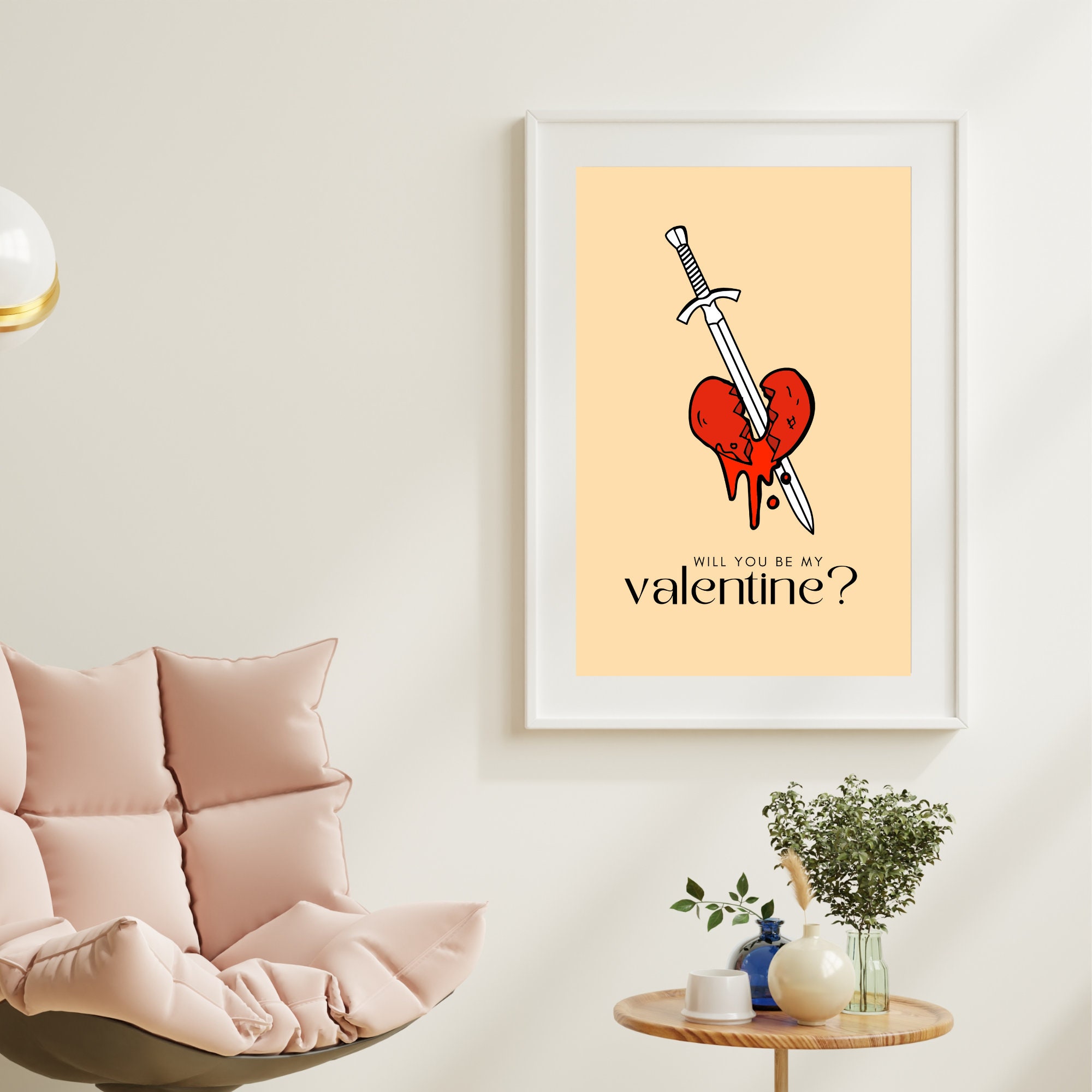 Printable Sword in Heart Will You Be My Valentine Illustration Stabbed ...