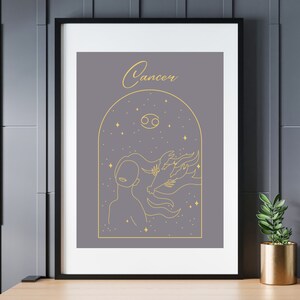 Printable Cancer Girl Minimalist Line Art Digital Poster | Bohemian ...