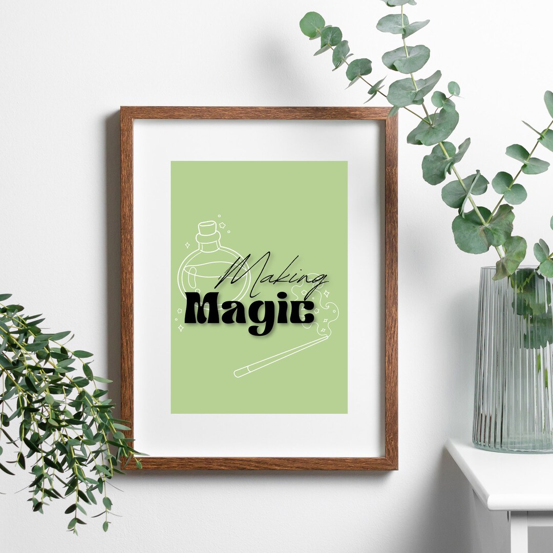 Green Making Magic Potion Wall Art Print | Pastel Witchy Apothecary ...
