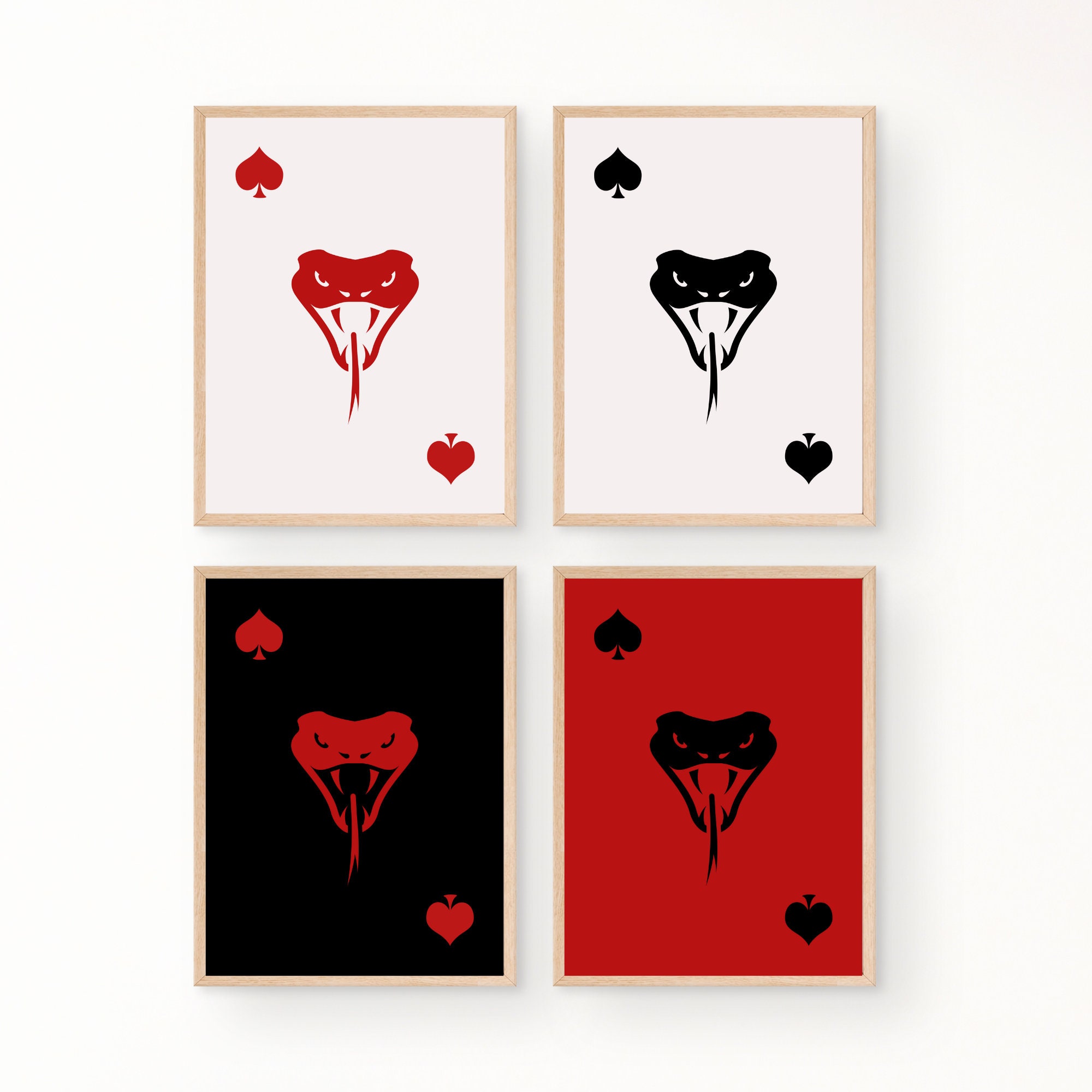 Set of 4 Ace of Snakes Digital Art Prints | Viper Playing Card ...