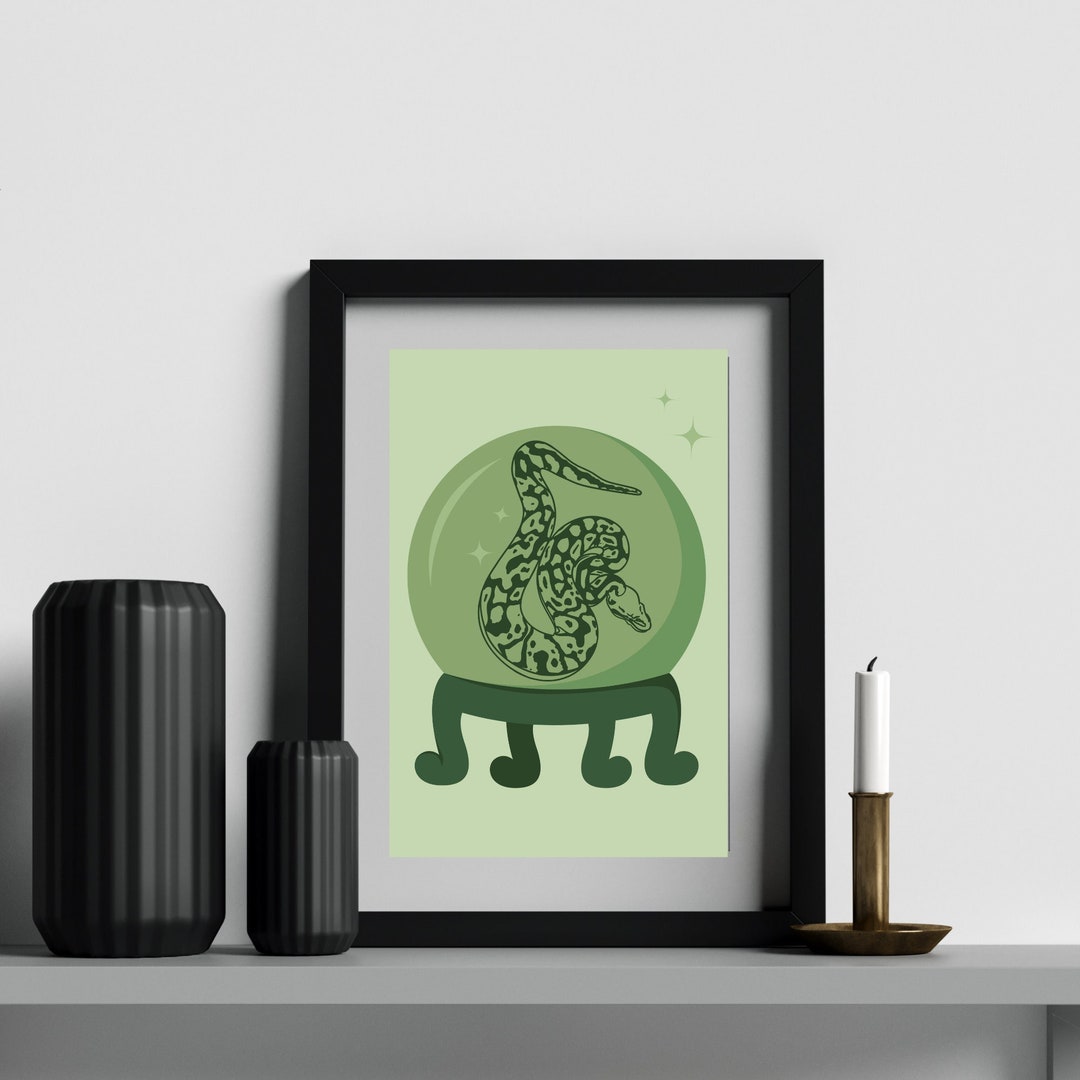 Printable Green Spooky Apothecary Crystal Ball Illustrations | Witch's ...