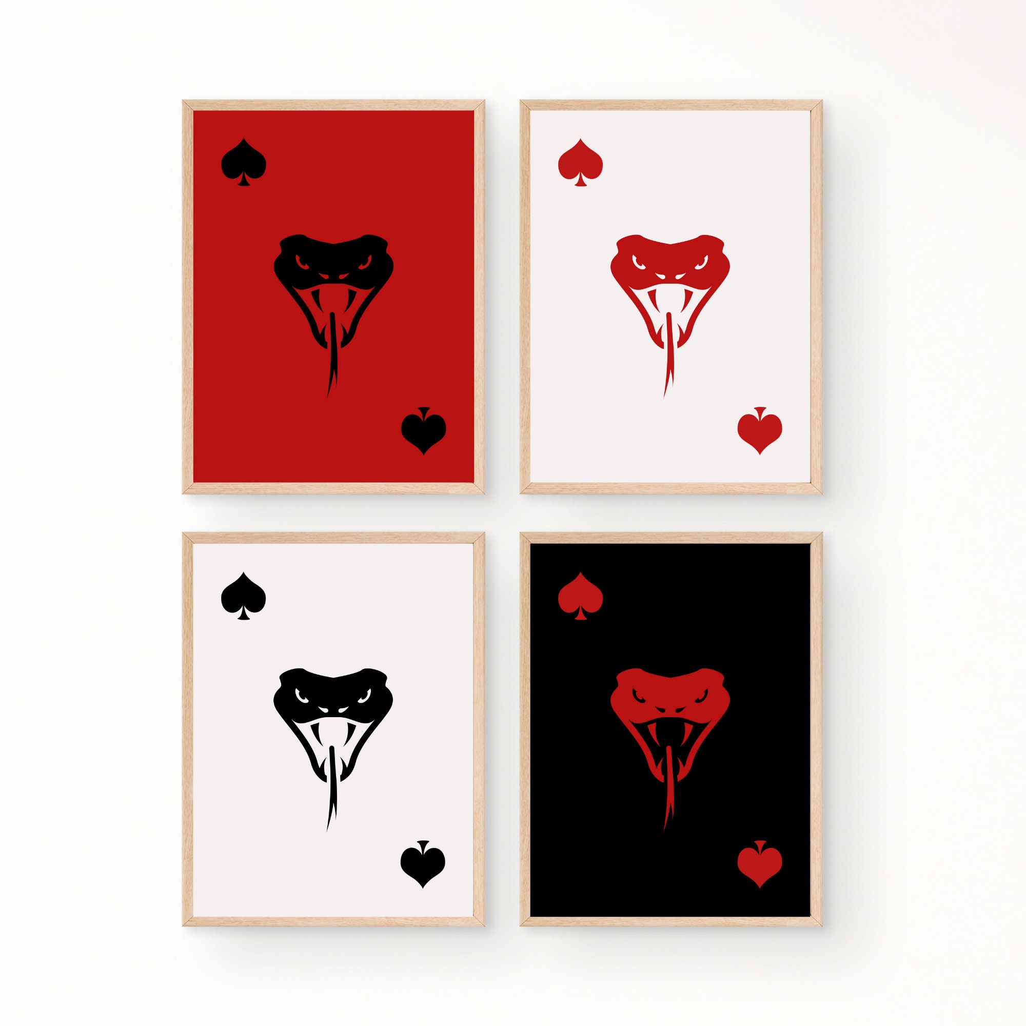 Set of 4 Ace of Snakes Digital Art Prints | Viper Playing Card ...
