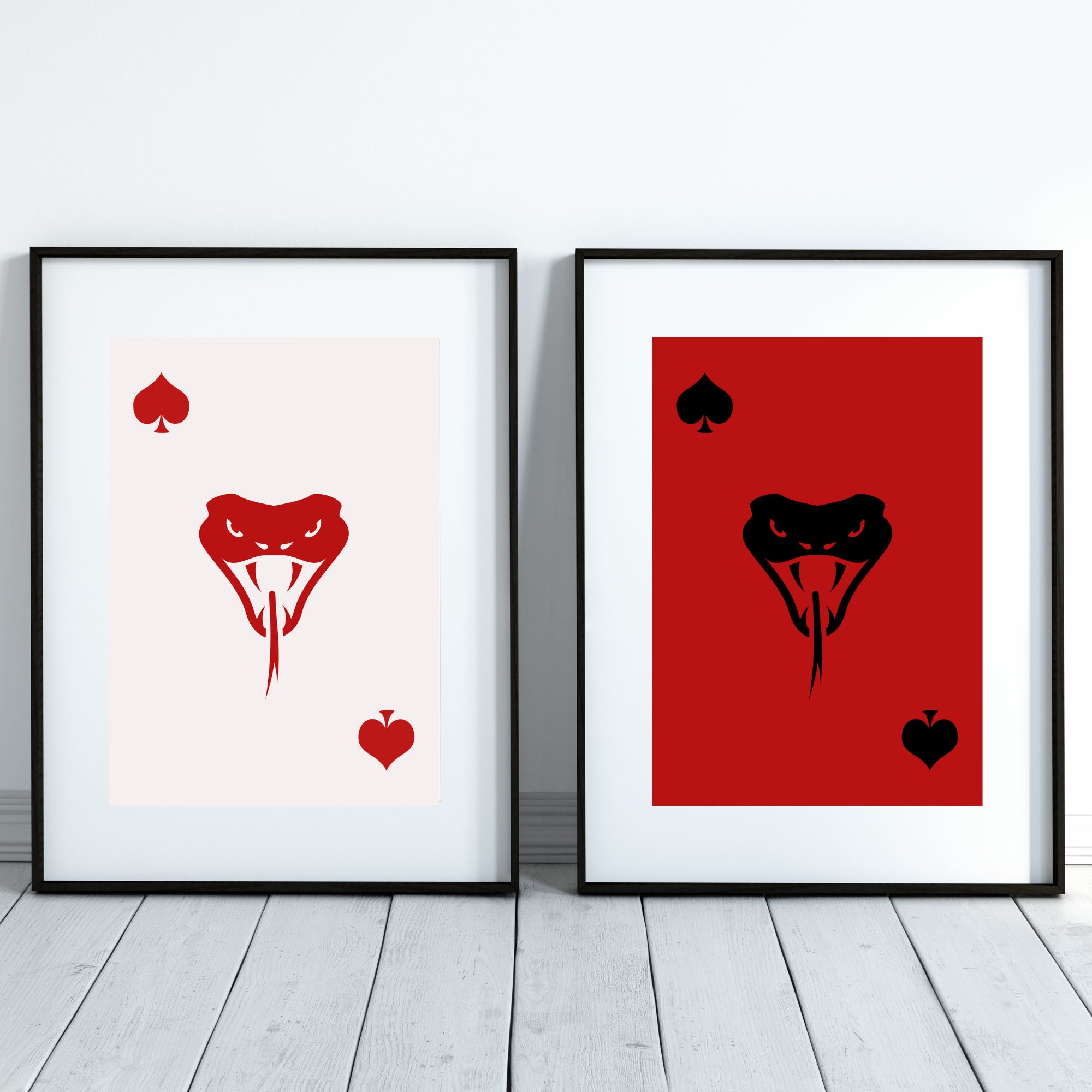 Set of 4 Ace of Snakes Digital Art Prints | Viper Playing Card ...