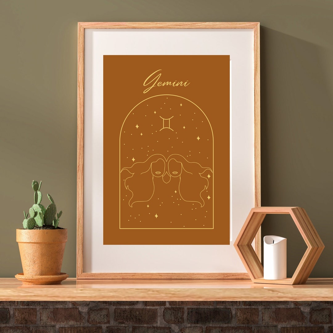 Printable Gemini Girl Minimalist Line Art Home Decor | Simple Classy ...