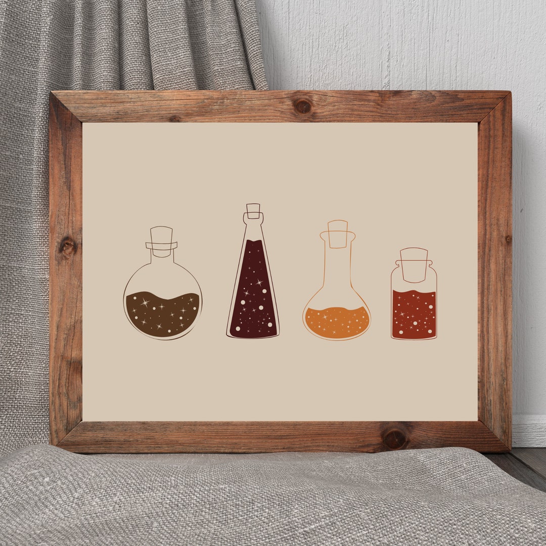 Minimalist Potion Bottle Display Digital Art Print | Fall Witchy ...