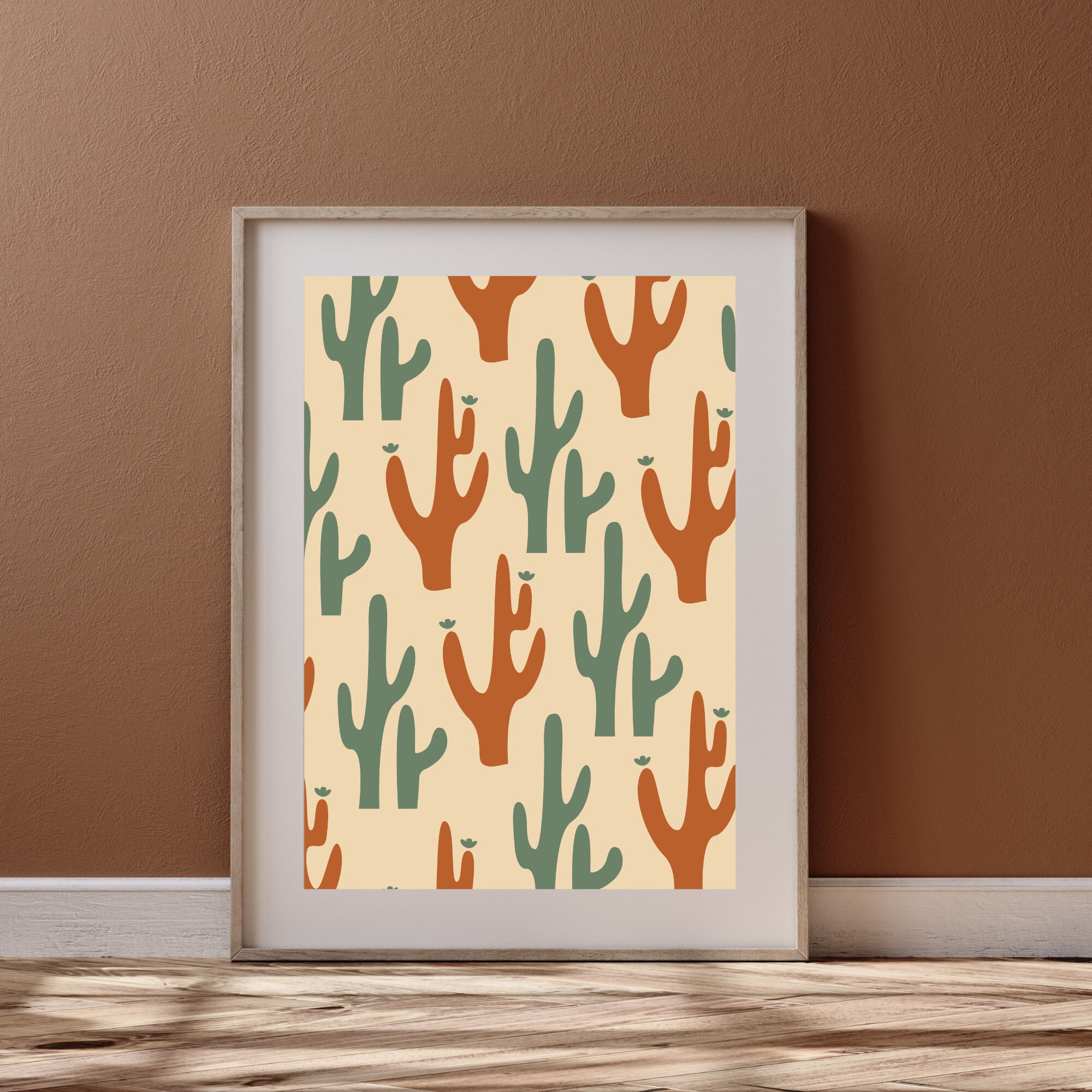 Printable Boho Abstract Cactus Illustration | Western Blooming Cacti ...