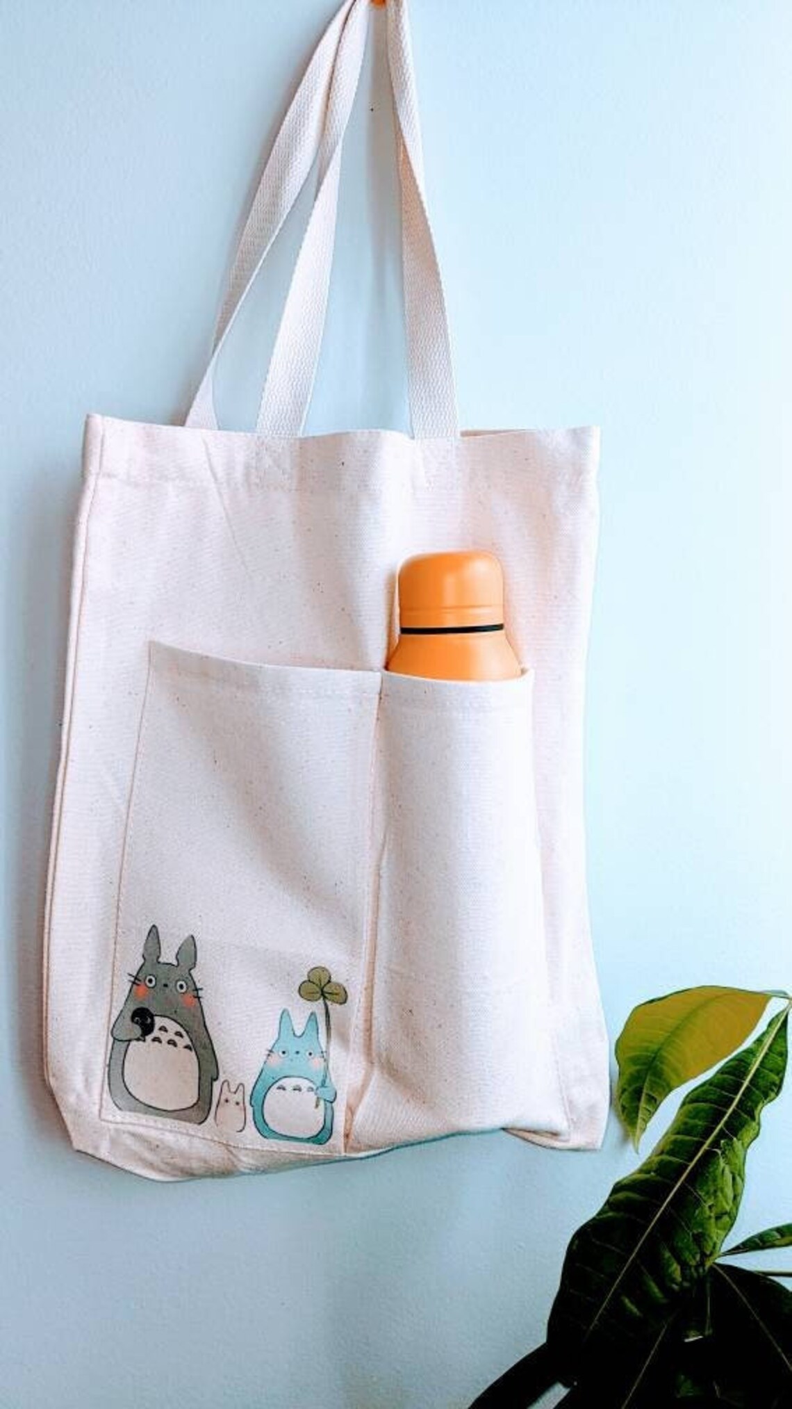 Totoro Studio Ghibli Cotton Tote Bag With Pockets - Etsy