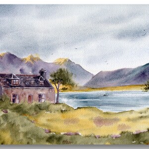 Scotland Painting Cottage Art Large Print Scottish Landscape - Etsy