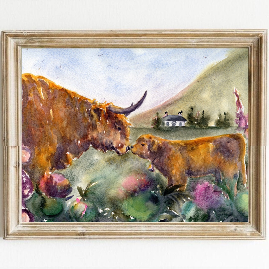 Thistle Painting Scottish Thistle Art Large Print Highlands Landscape ...