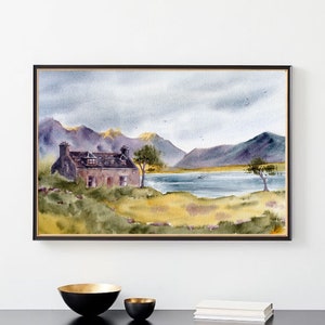Scotland Painting Cottage Art Large Print Scottish Landscape - Etsy