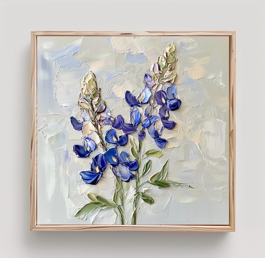 Texas Bluebonnet Art Blue Flower Painting Print From an Original ...