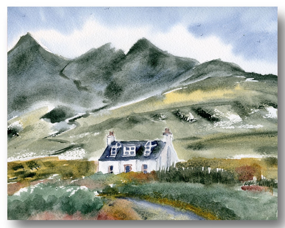 Scotland Painting Cottage Art Large Print Scottish Hills Print ...