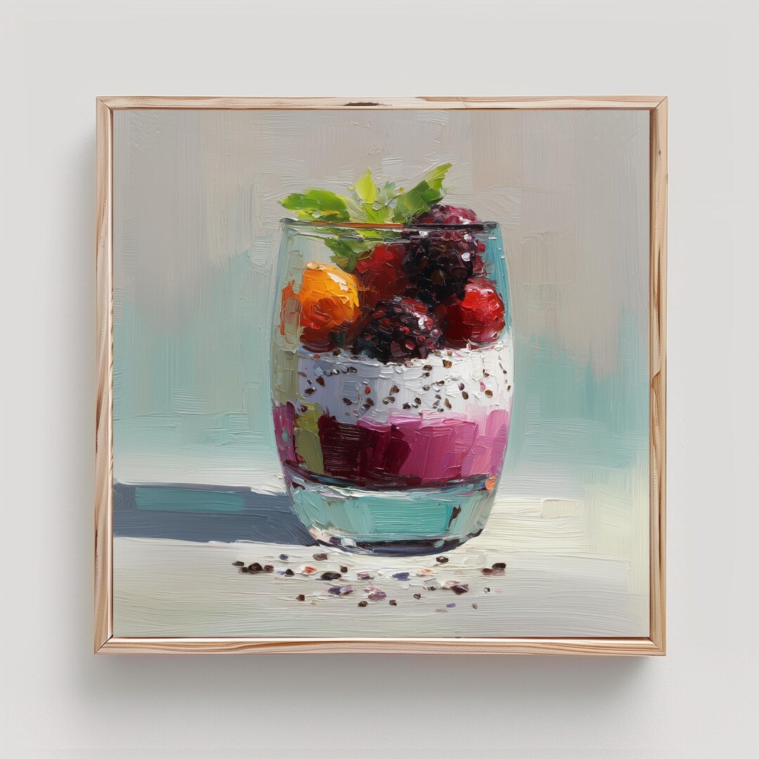 Yogurt Parfait With Chia Art Superfood Print From an Original Impasto ...