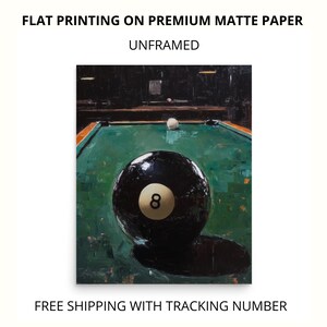 Pool Painting 8 Ball Wall Art Pool Table Room Decor Billiard Eight Ball ...