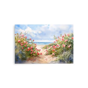 Cape Cod Art Path Beach Rose Painting Print Watercolor - Etsy