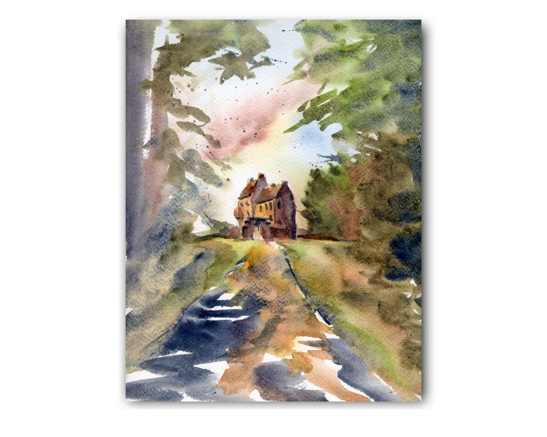 Scottish Castle Art Large Print Midhope Castle Print Watercolor ...