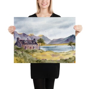 Scotland Painting Cottage Art Large Print Scottish Landscape - Etsy