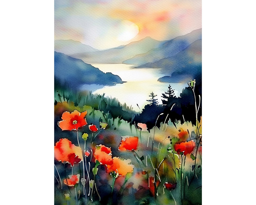 Columbia Gorge Art Mountain River Print Sunrise Foggy Landscape ...