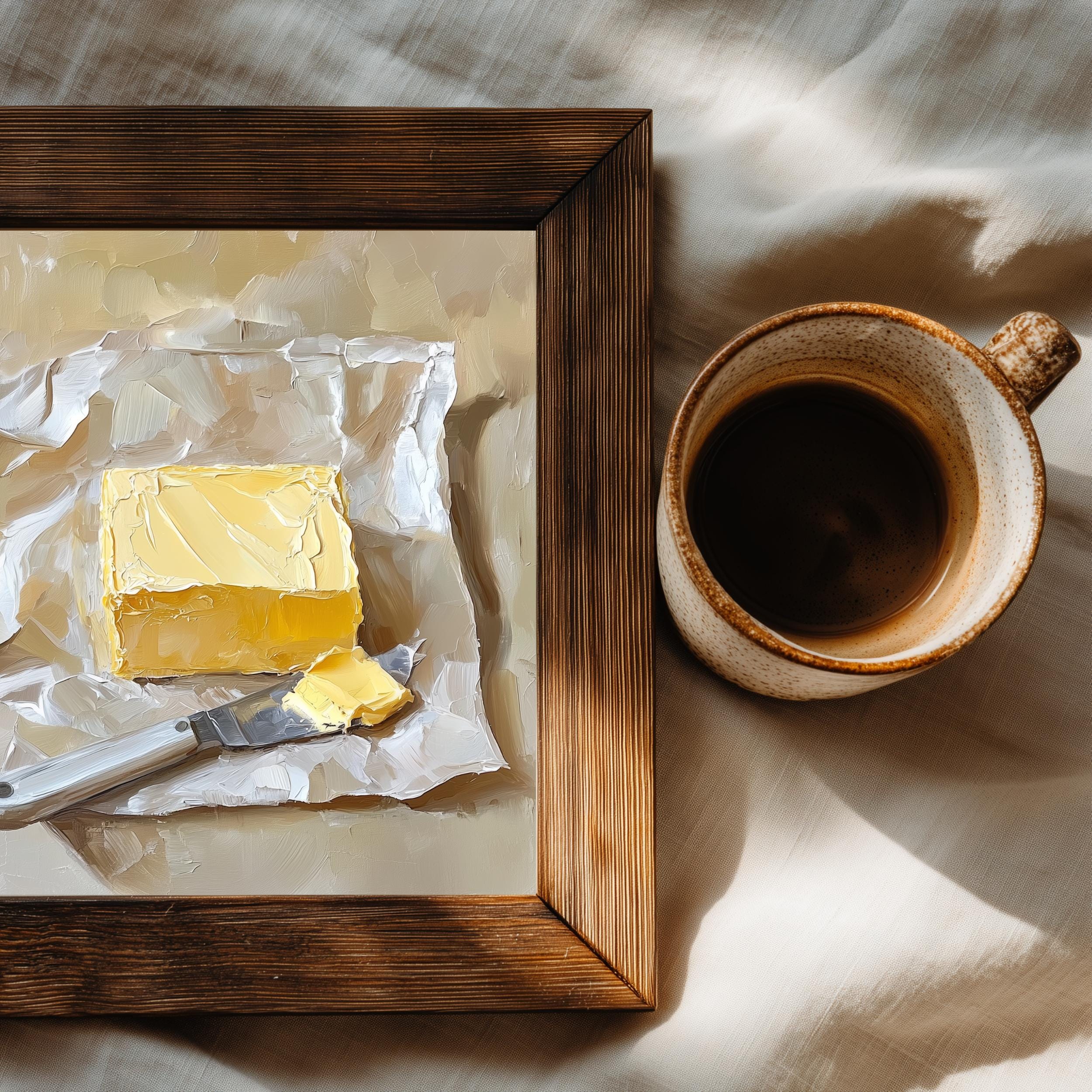 Butter Art Neutral Kitchen Print From an Original Impasto Oil Painting ...
