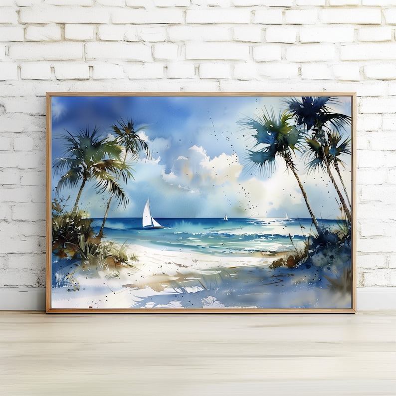 Cancun Beach Art Mexico Seascape Painting Print Watercolor - Etsy