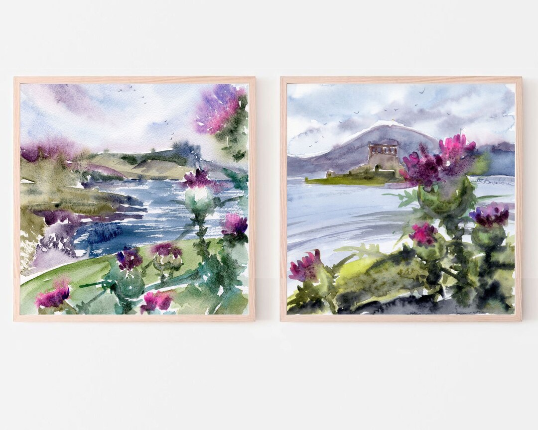 Scotland Painting Scottish Landscape PRINT Isle of Skye Watercolor Set ...