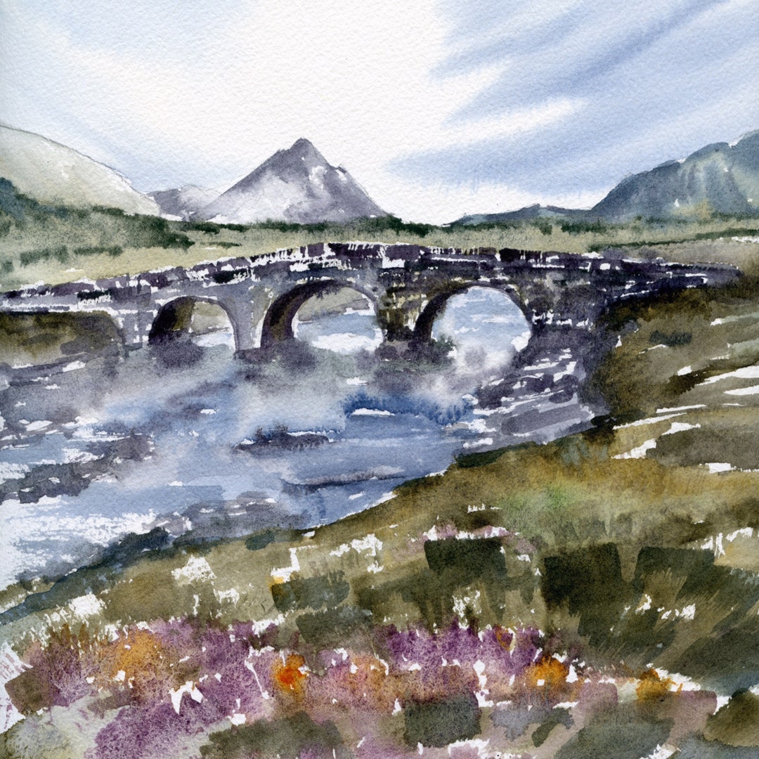 Scotland Painting Isle of Skye Print Large Art Sligachan Old Bridge ...